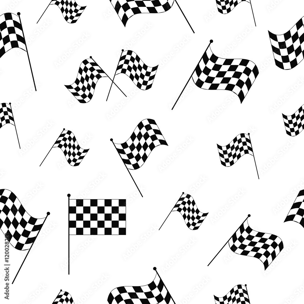 Checkered flags seamless pattern, flags for the race start and finish ...