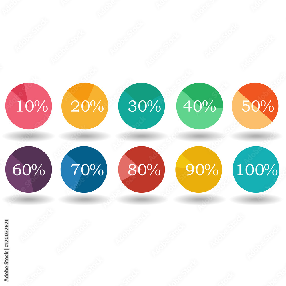 pie graph circle percentage chart 10 20 30 40 50 60 70 80 90 100 % set ...