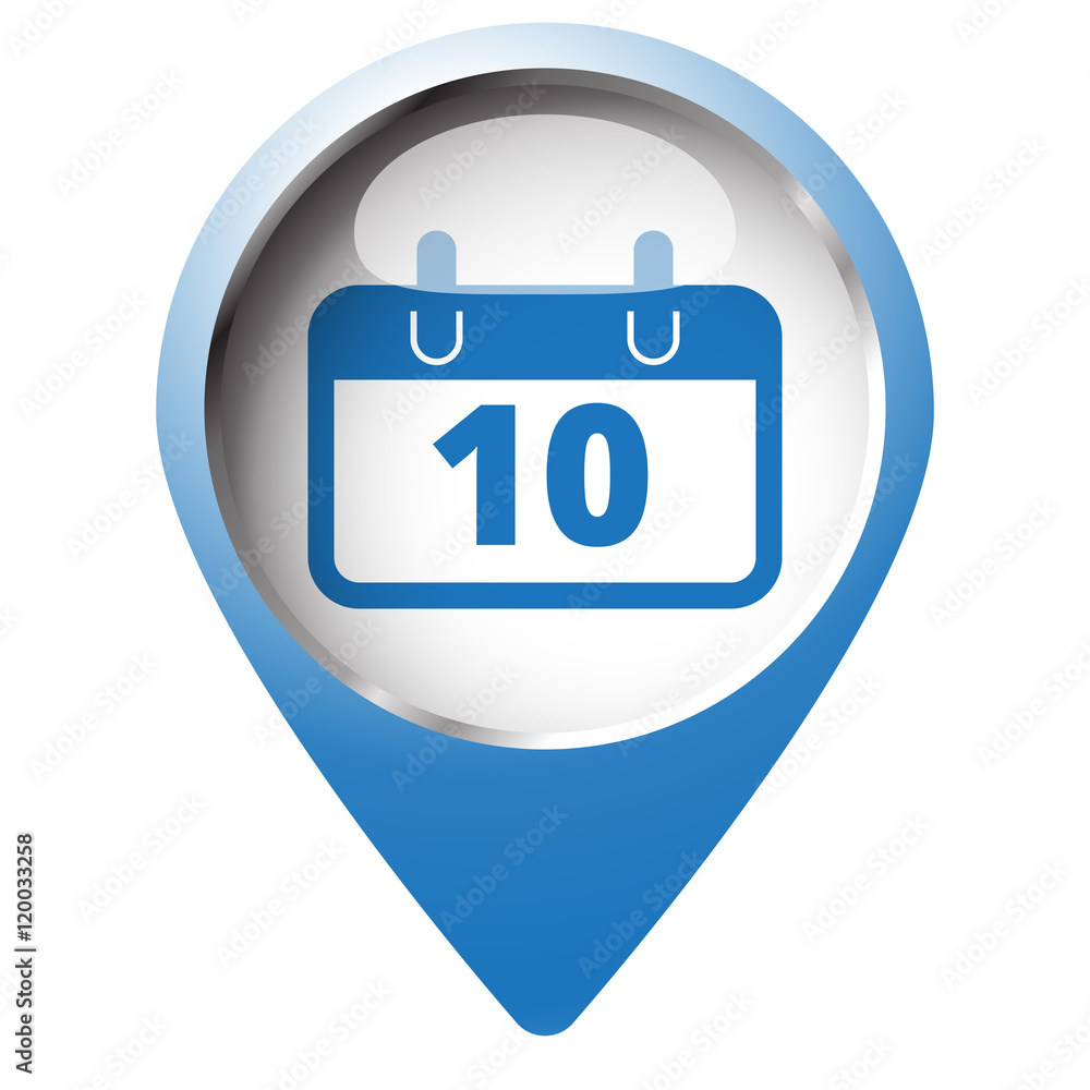 Map pin symbol with Calendar icon. Blue symbol on white backgrou Stock ...