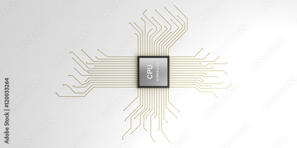 Electronic circuit cpu processor. 3d illustration Stock Illustration ...