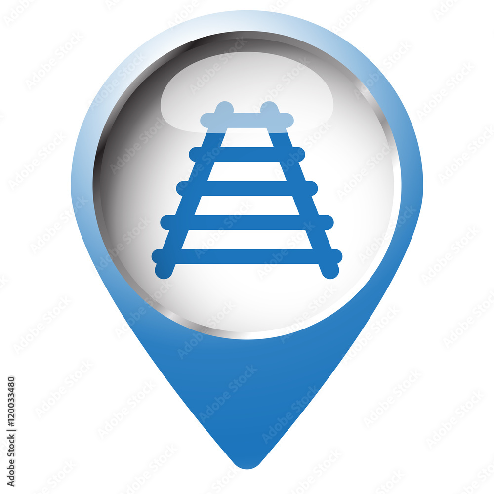 Map pin symbol with Railroad icon. Blue symbol on white backgrou Stock ...