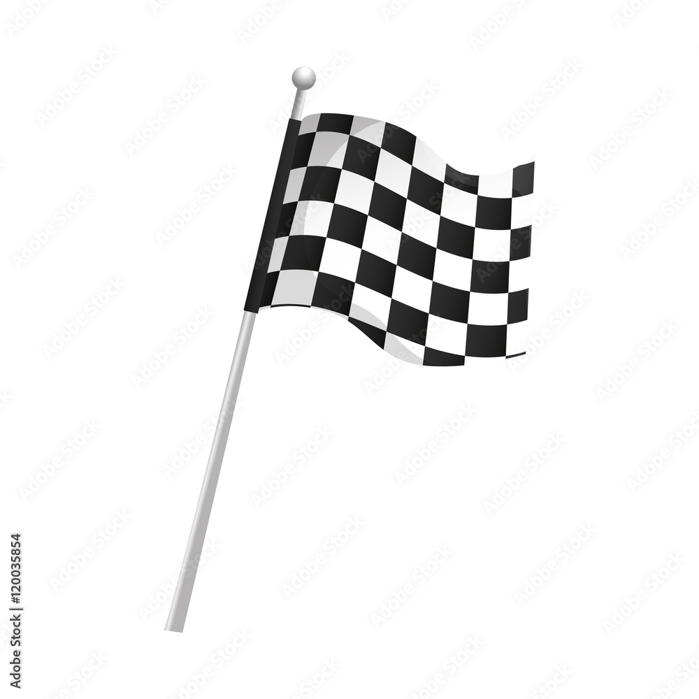 flag checkered waving pole race finish competition vector illustration ...