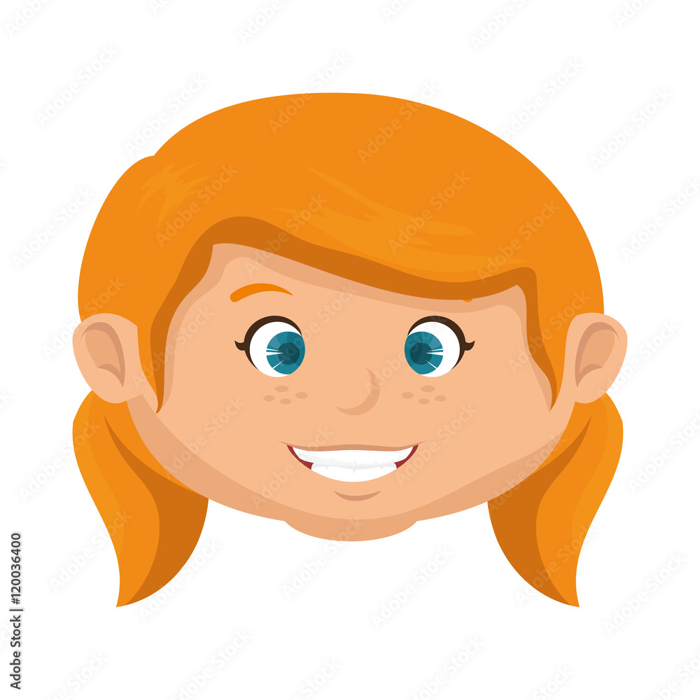 girl smiling happy child kid face cartoon vector illustration Stock ...