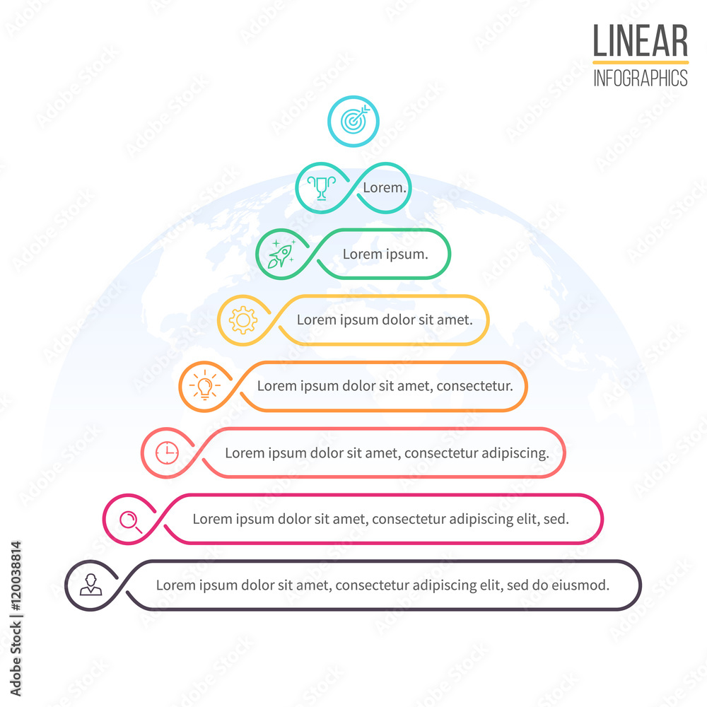 Pyramid for infographics. Business diagram, chart with 8 options. Stock ...