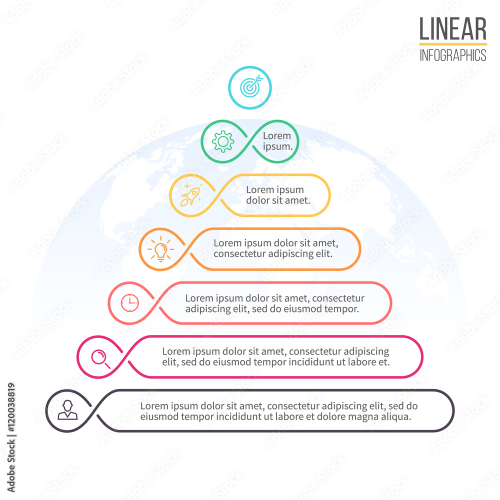 Pyramid for infographics. Business diagram, chart with 7 options. Stock ...