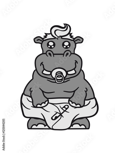 Fat Cartoon Hippo Drawing