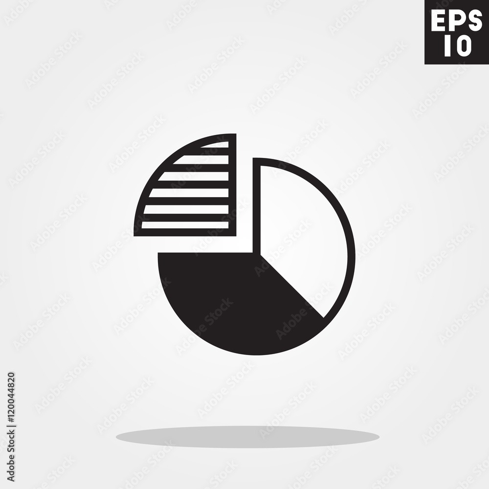 Pie chart icon in trendy flat style isolated on grey background. Pie ...