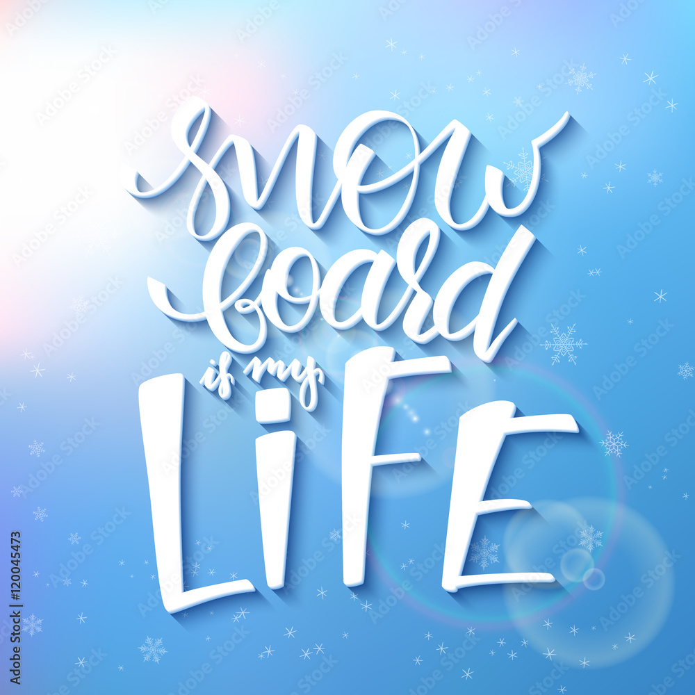vector illustration of hand lettering winter phrase with snowflakes on ...