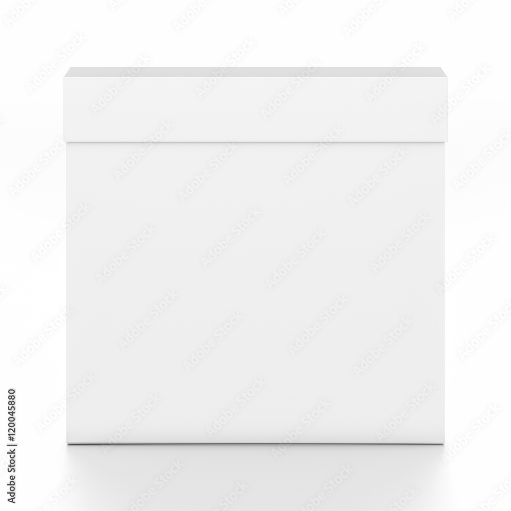 White thin rectangle blank box with cover from top front angle. Stock ...
