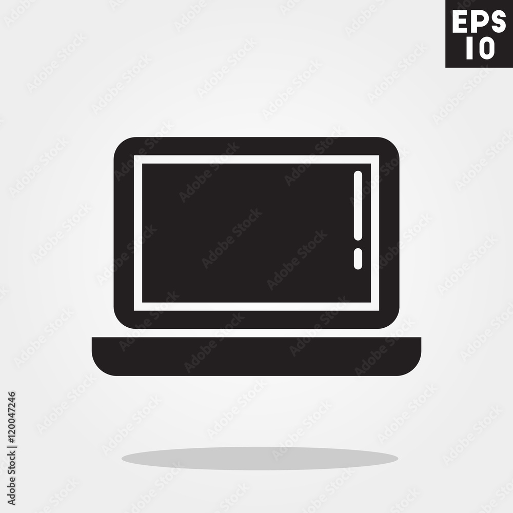 Computer lap with pin magnetic icon in trendy flat style isolated on ...