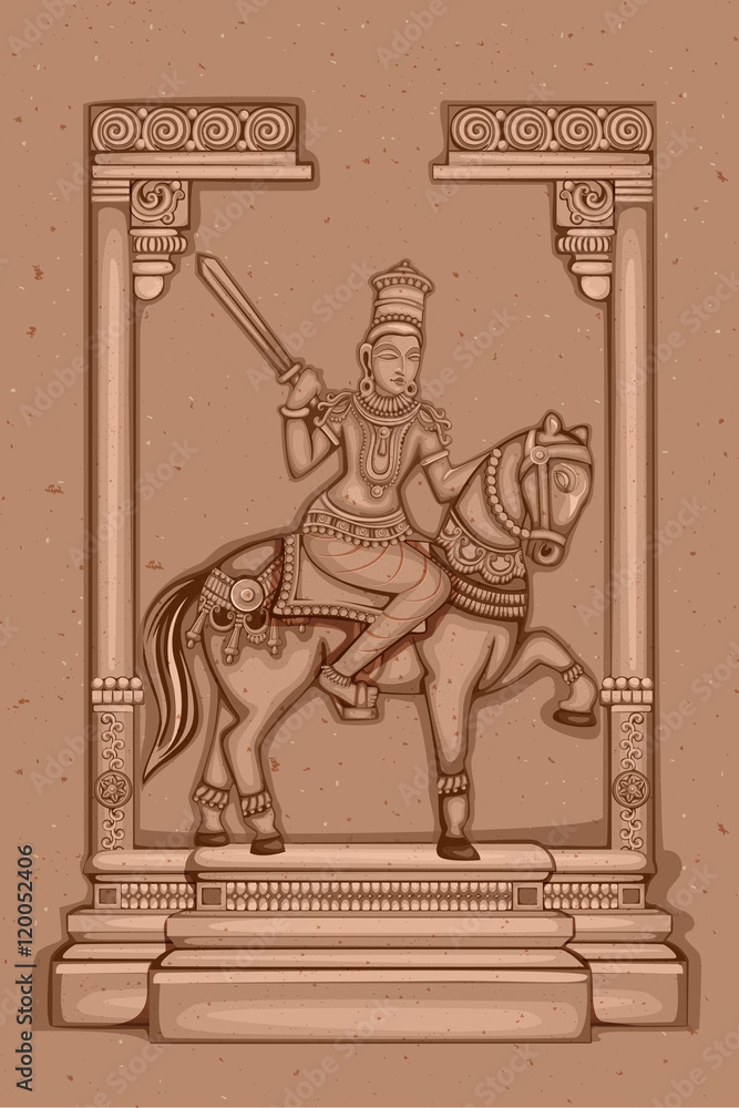 Vintage Statue of Indian Lord Kalki Sculpture Stock Vector | Adobe Stock