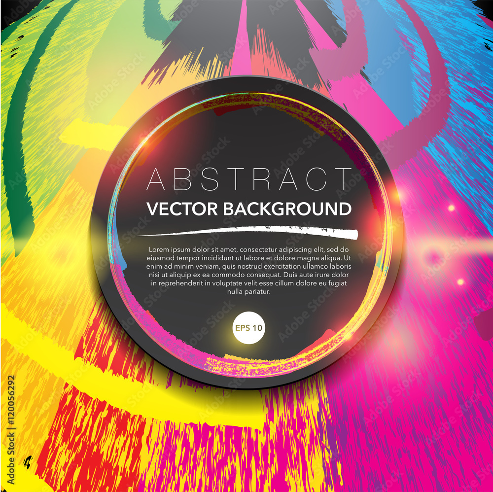 Abstract background. Round paper note on the hand-drawn design with ...