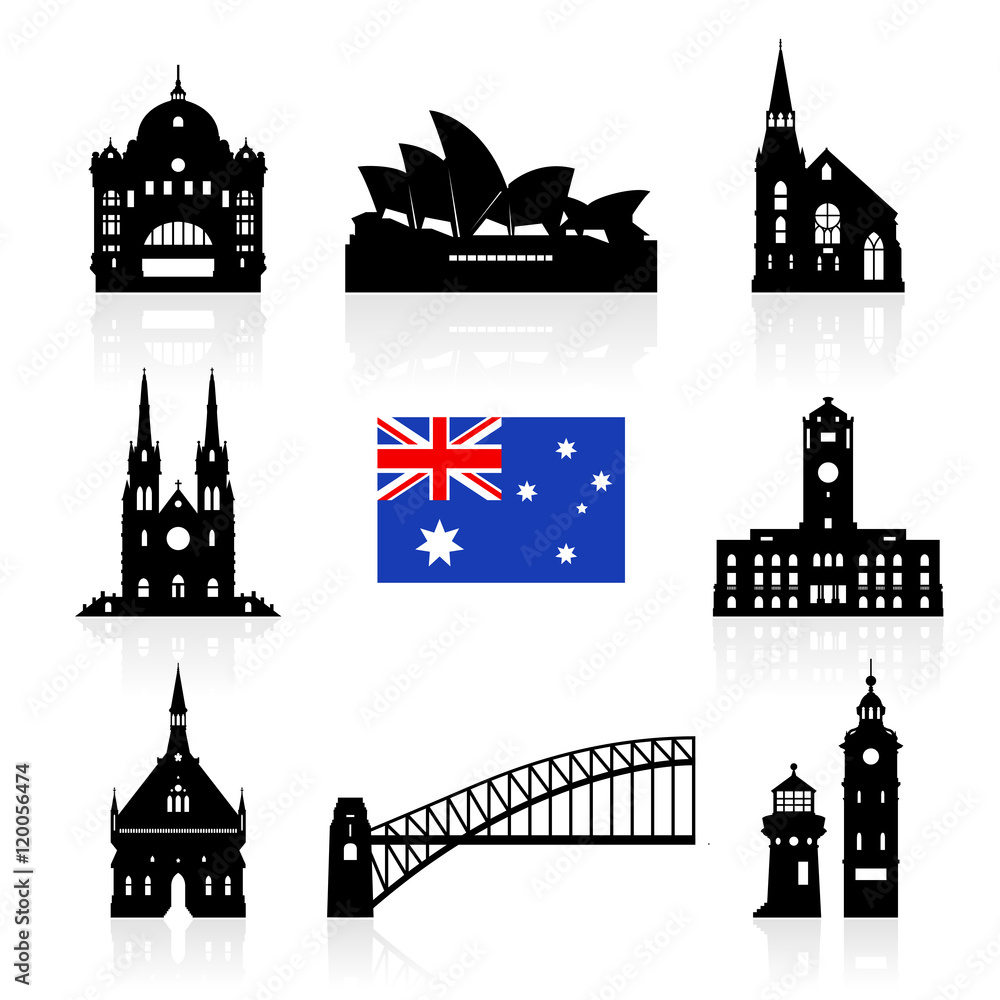 Australia Travel Landmarks. Stock Vector | Adobe Stock
