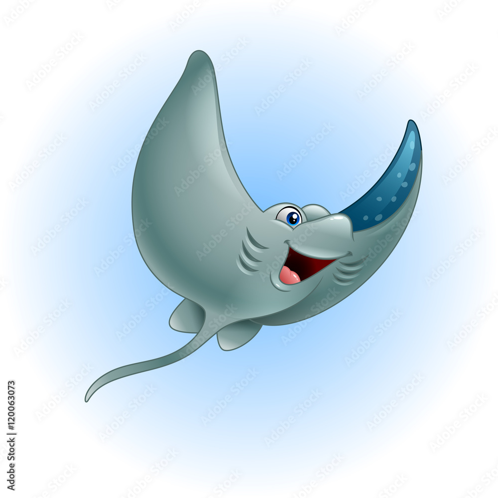 Cartoon funny stingray Stock Vector | Adobe Stock