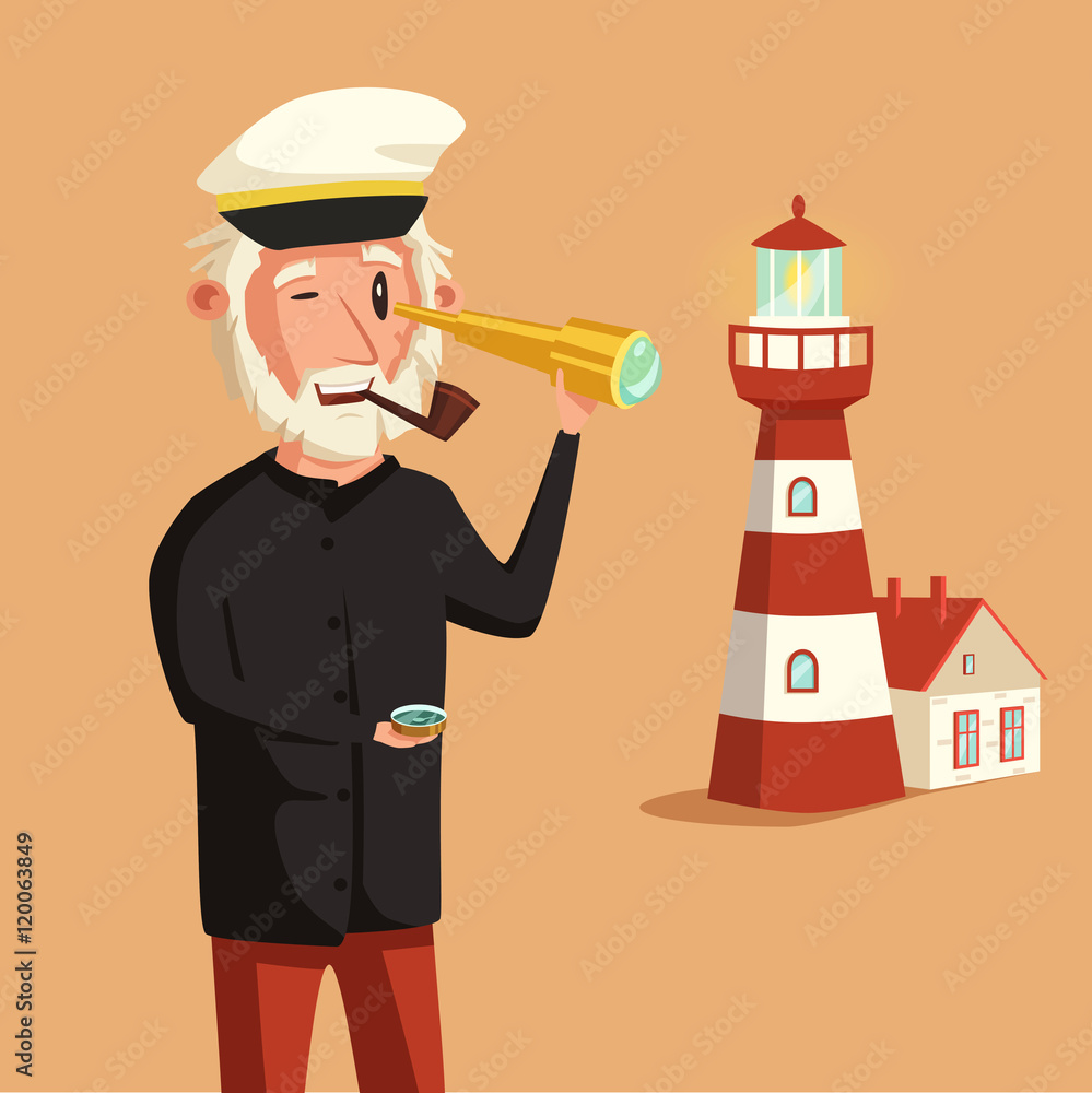 Sailor man character. Vector cartoon illustration Stock Vector | Adobe ...