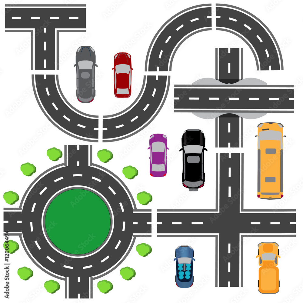 Road set for designing traffic intersections. The intersections of ...