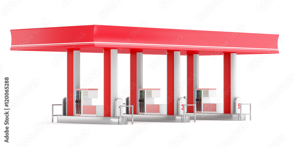 modern gas station isolated on white background Stock Photo | Adobe Stock