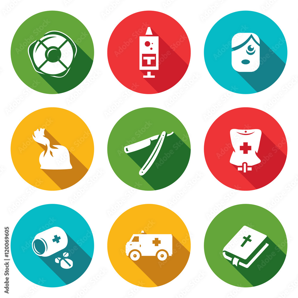 Vector Set of Drug Overdose Icons. Help, Dose, Addict, Heroin, Shaver ...