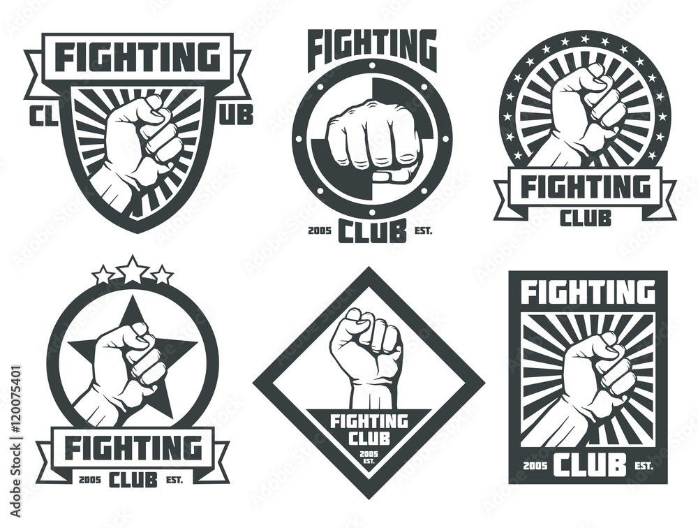 Fighting club mma lucha libre vintage vector emblems labels badges ...