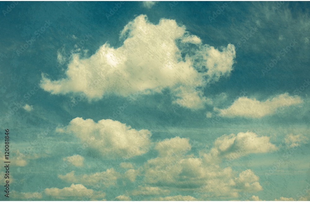 clouds in vintage style. sky with clouds Stylized under the old ...