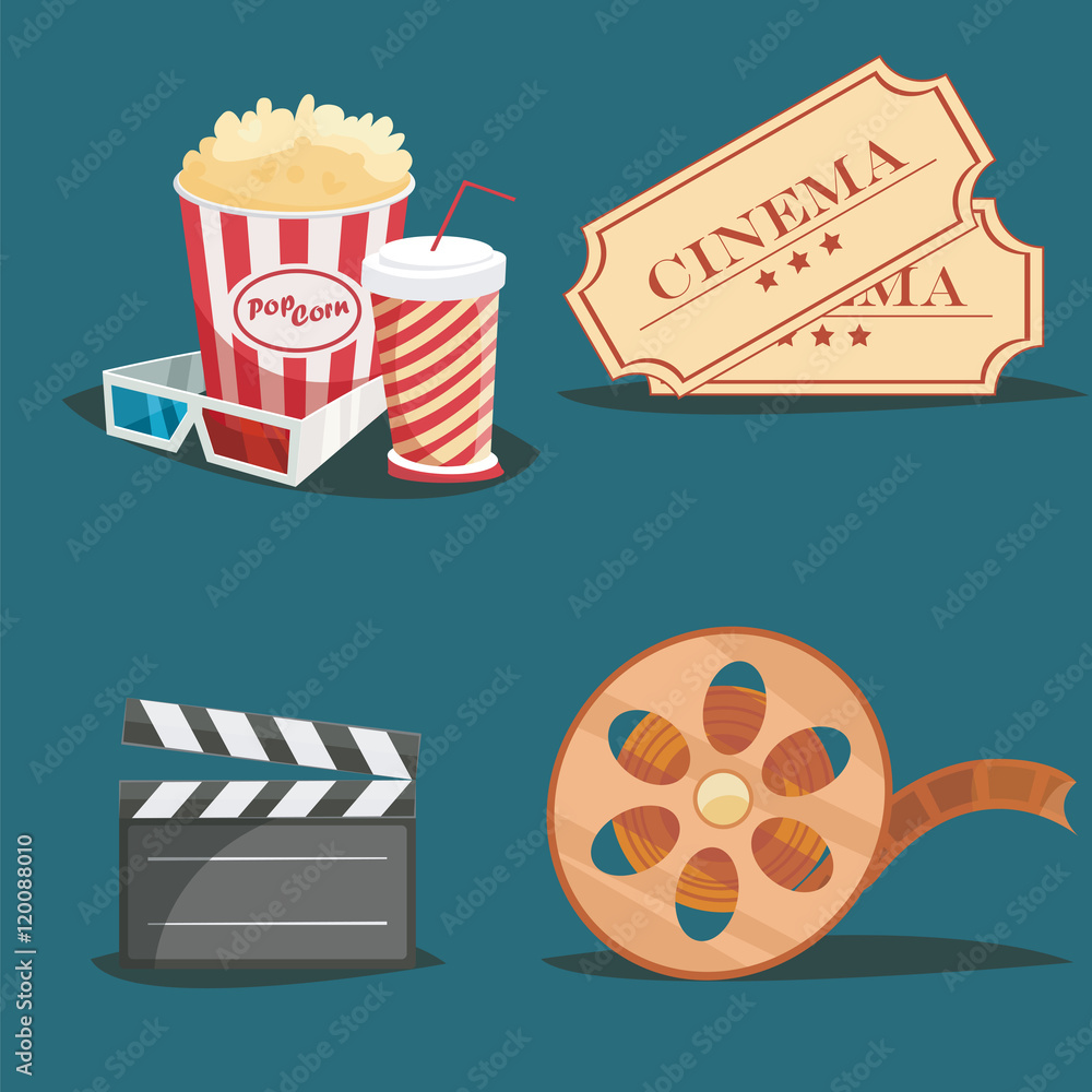 Retro Movie Theater Food Cartoon