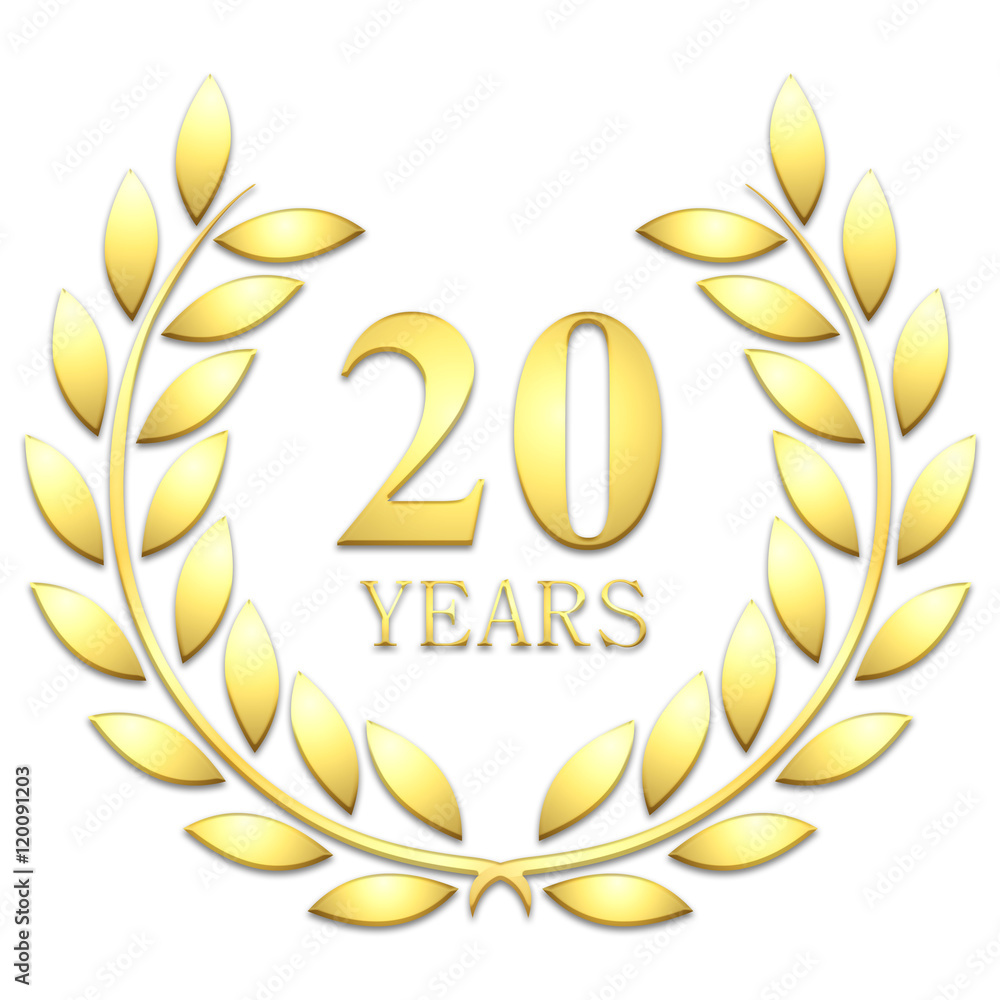 Golden laurel wreath 20 years Stock Illustration | Adobe Stock