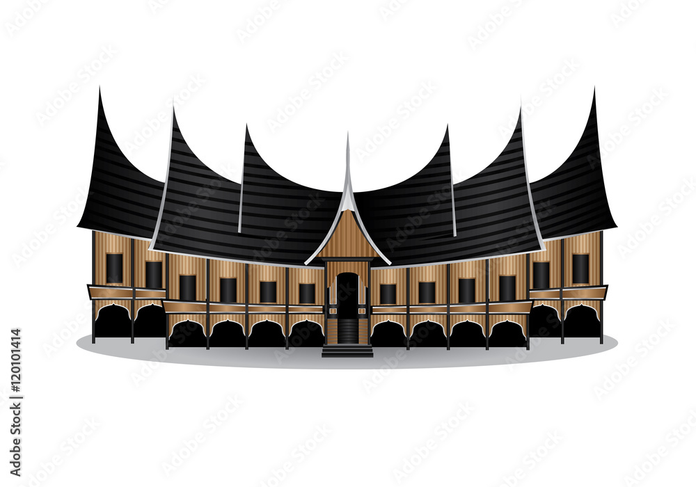 Stockvector Rumah gadang (Minangkabau: "big house") or rumah bagonjong ...