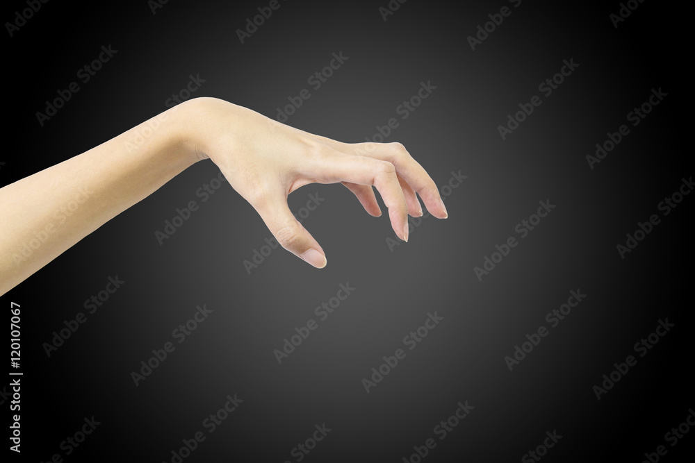 Closeup action of woman hand catching and hold something in hand ...