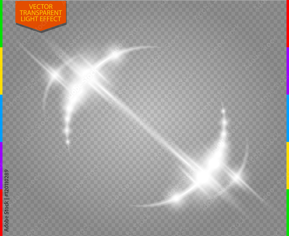 Abstract luxury white vector light flare semicircle and spark light ...