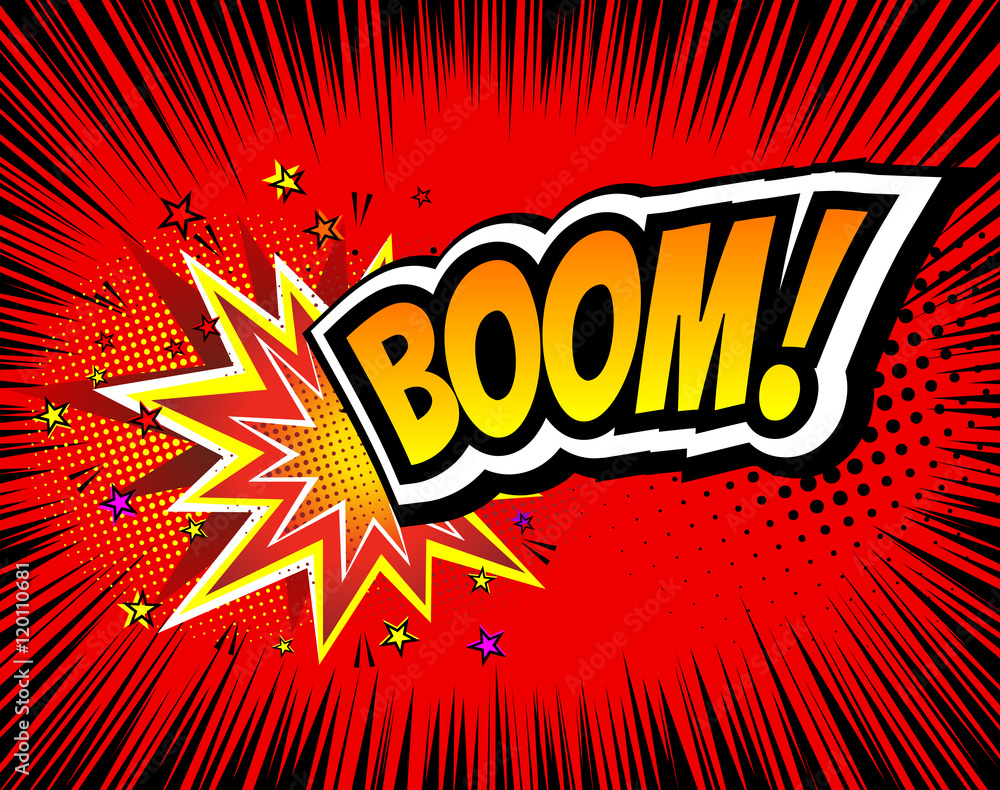 Boom. Vector Retro Comic Speech Bubble, Cartoon Comics Template. Mock ...