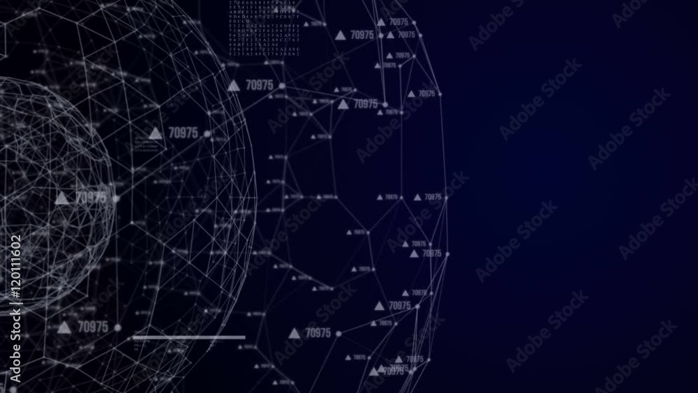 Global connection hologram.Animation on the left side of the screen ...