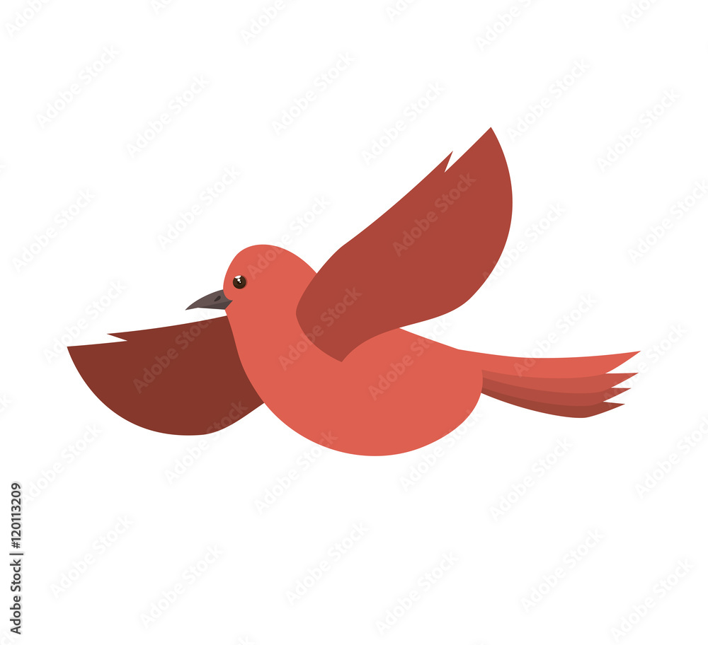 red bird flying cartoon colorful animal. side view. vector illustration ...