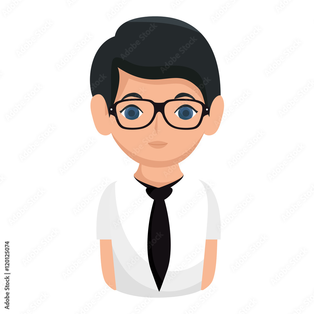 avatar man cartoon wearing a black tie. vector illustration Stock ...