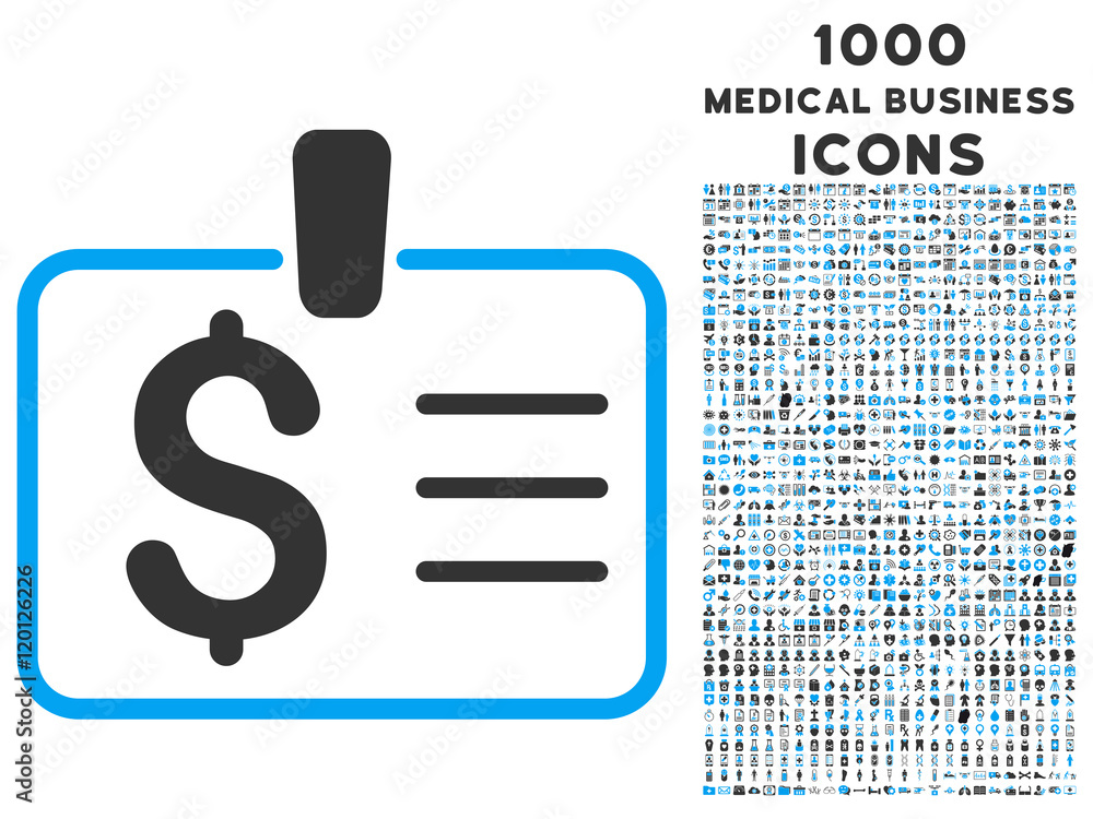 Dollar Badge vector bicolor icon with 1000 medical business icons. Set ...