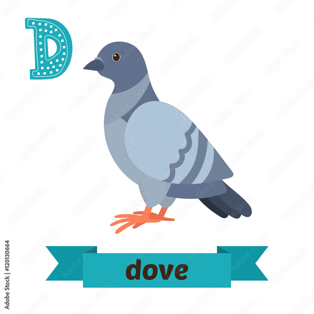 Dove. D letter. Cute children animal alphabet in vector. Funny c Stock ...