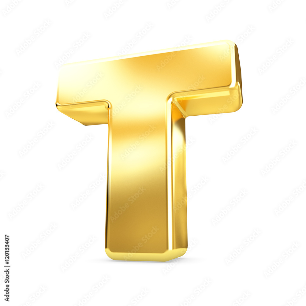 3d gold letter T isolated white background. Stock-Illustration | Adobe ...