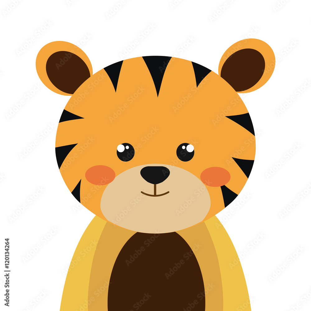 yellow tiger animal character cute cartoon. vector illustration Stock ...