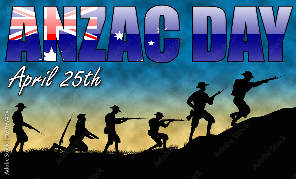 ANZAC illustration. World War 1 Australian and New Zealand soldiers ...