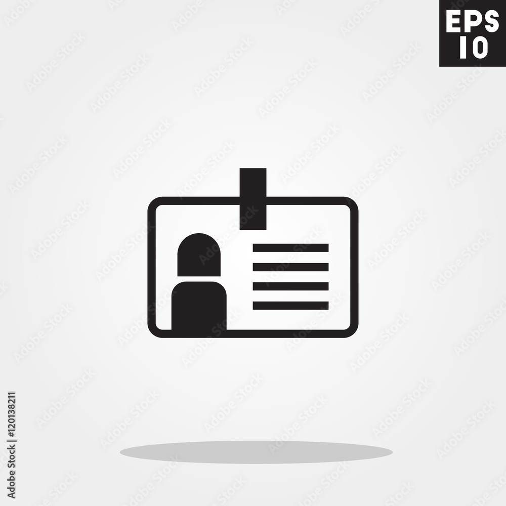 Id card icon in trendy flat style isolated on grey background. Id card ...