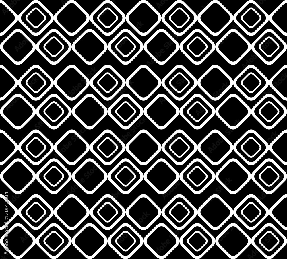 Geometric pattern with white rhomboid shapes on black background Stock ...