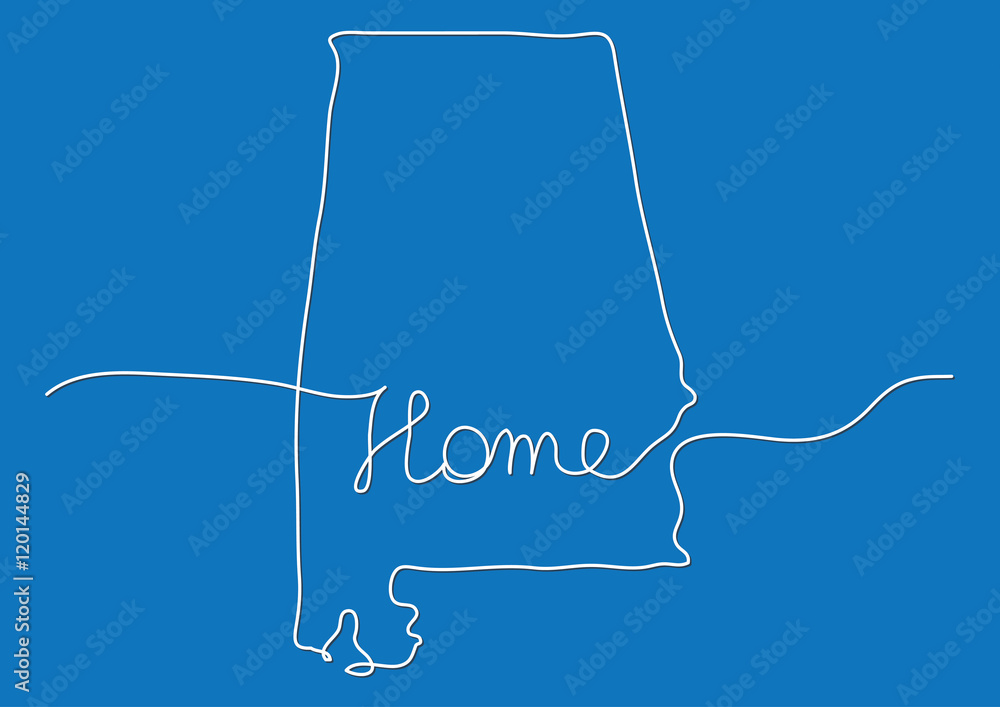 continuous line drawing of Alabama home sign Stock Vector | Adobe Stock