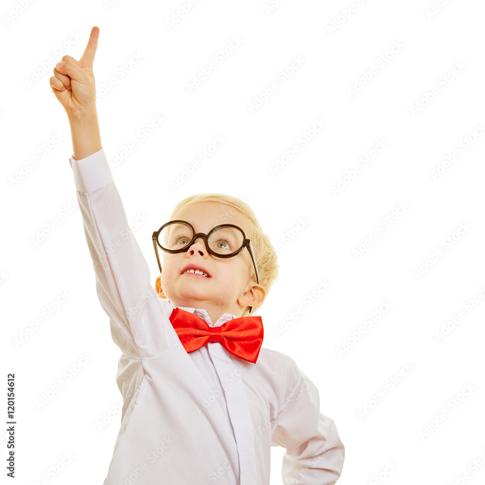 Kluger Schüler meldet sich im Unterricht Stock-Foto | Adobe Stock