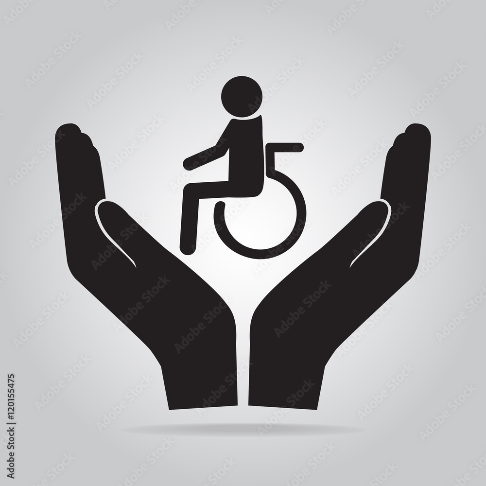 Disabled in hand icon. Protection, care concept Stock Vector | Adobe Stock