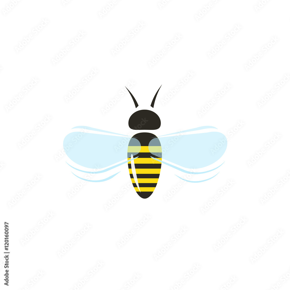 Bee flying vector icon isolated on white background, flat cartoon ...