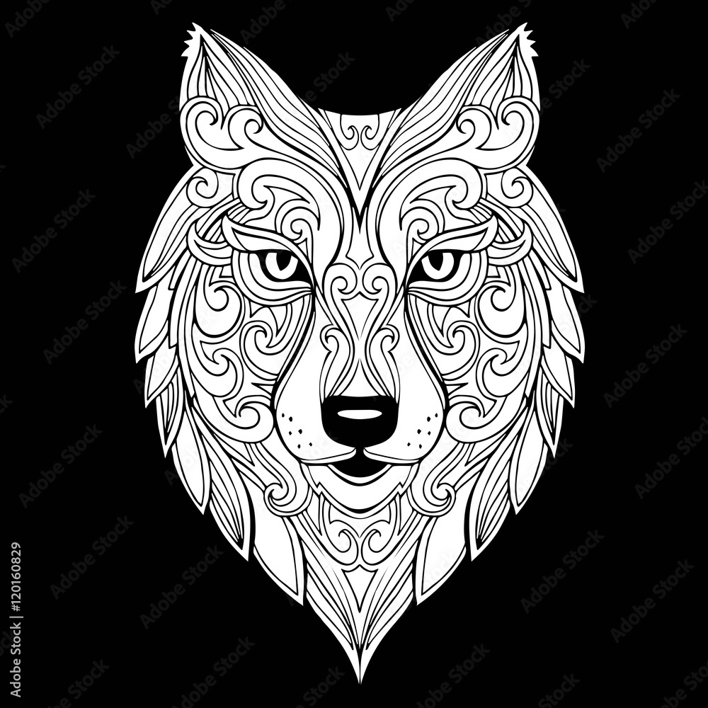 Vector hand drawn doodle wolf head illustration Stock Vector | Adobe Stock