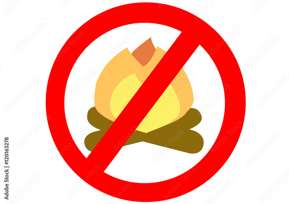 offenes Feuer verboten, Piktogramm; Hinweis; Verbotsschild; Flammen ...