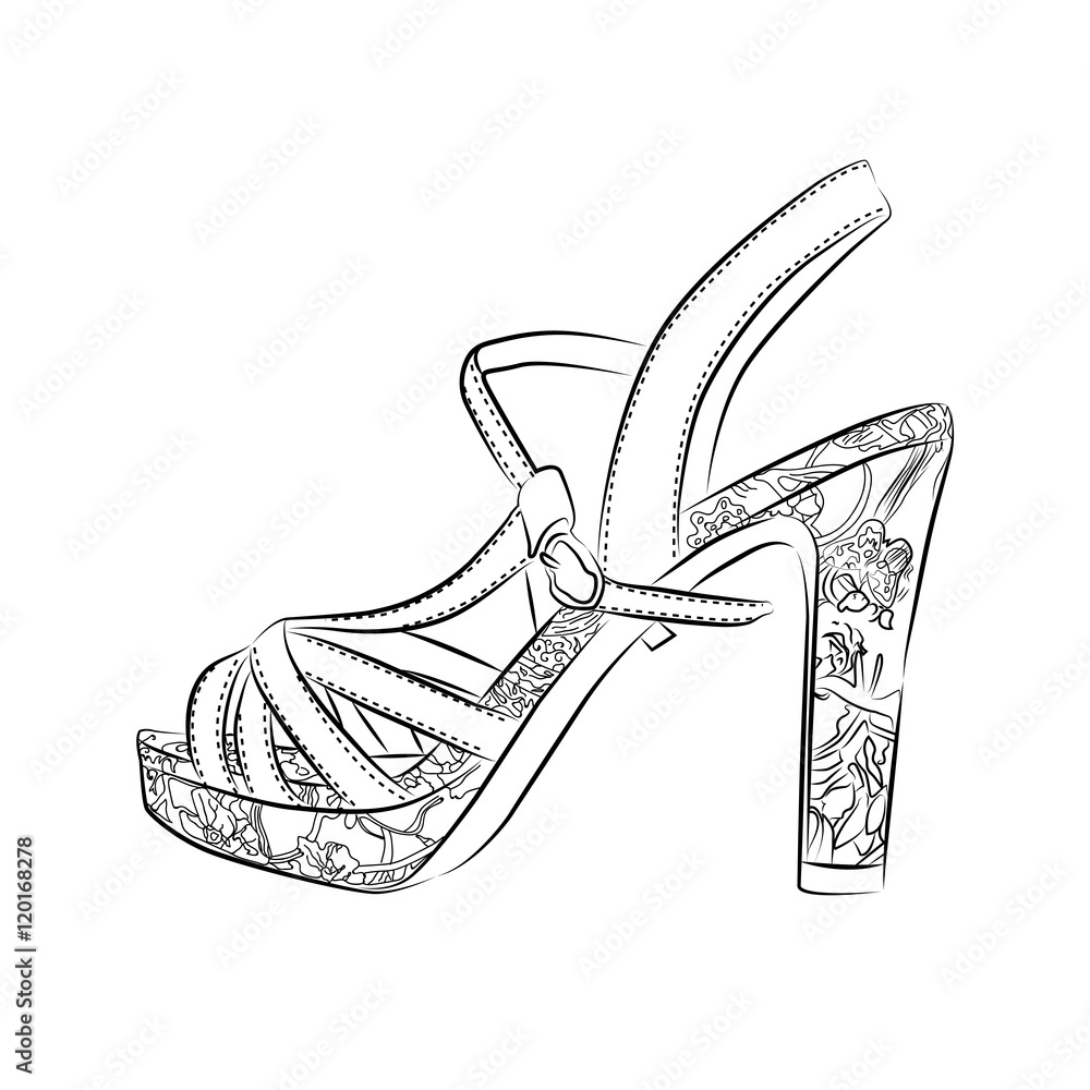 Elegant womens high heel shoe on white background Stock Vector | Adobe ...