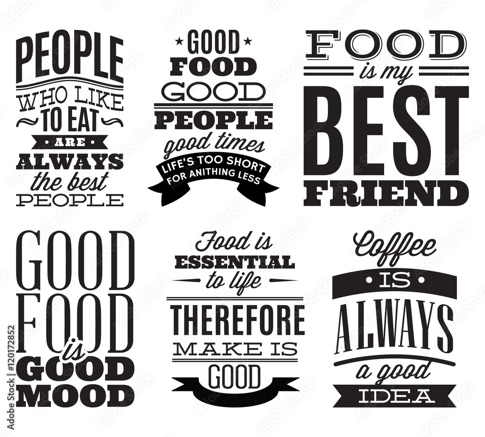 set of vintage typographic food quotes to the menu or t-shift Stock ...
