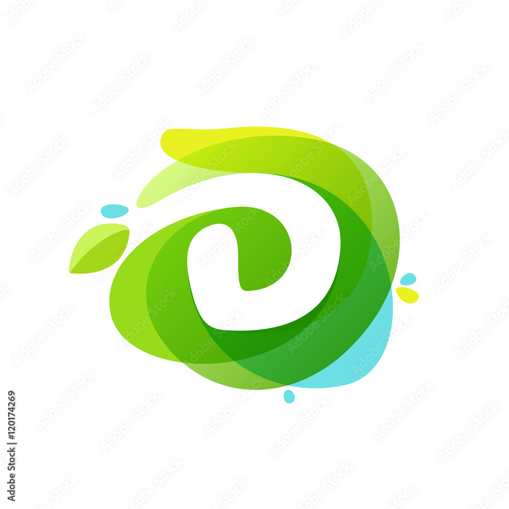 Letter D logo at green watercolor splash background. Stock Vector ...