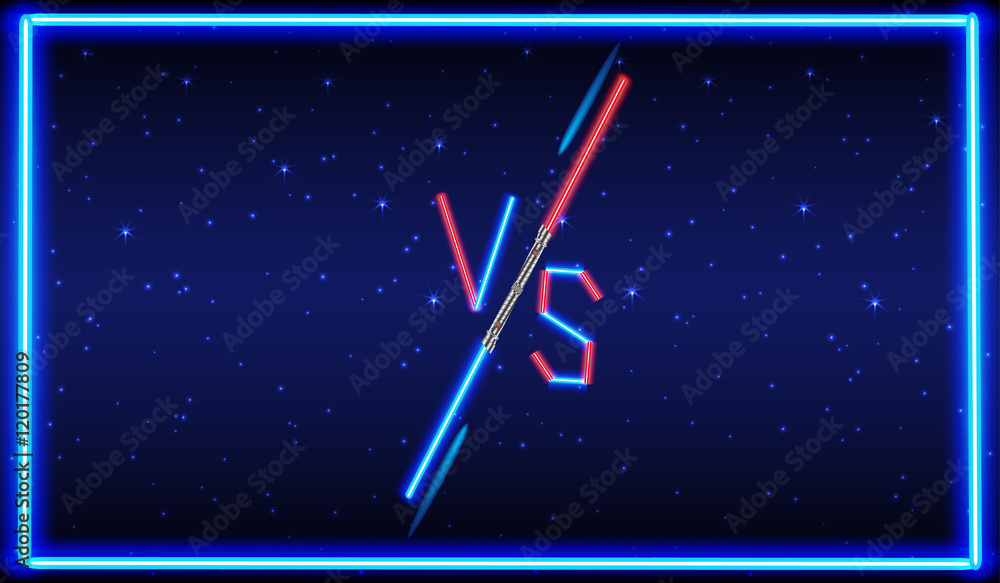 Blue and red Neon Versus Logo. VS Vector Letters Illustration ...